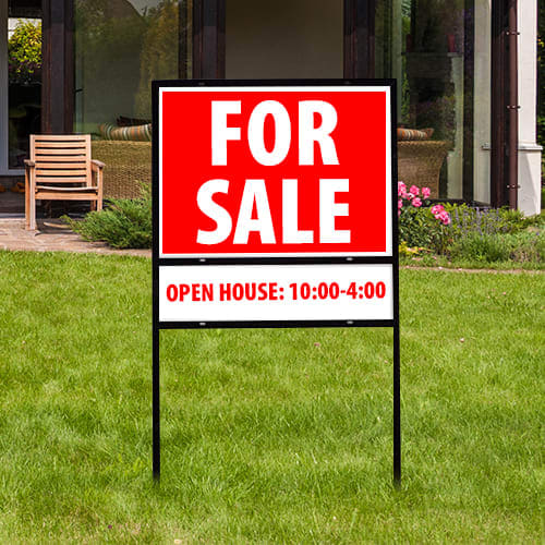 24"x18" Slide-in Real Estate Sign H-Frame with Rider – FJ PRINTING LLC